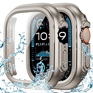 Goton Waterproof Screen Protector Case Compatible for Apple Watch Ultra 2/1 49mm, Hard Bumper with Tempered Glass for iWatch Cover 49 mm