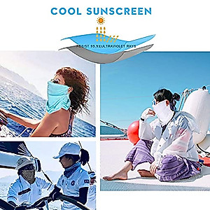 Megac Cooling Neck Gaiter Ear Loops - 2 Pack Dust UV Protection,Summer Cycling Fishing Face Mask (Light Blue&Black)