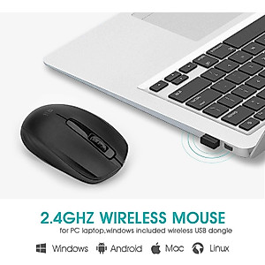 Rii Wireless Mouse, 2.4G Portable Computer Mice for PC, Laptop, Windows,Office Included Wireless USB dongle (Black)