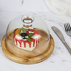 KVMORZE Glass Dessert Dome with Base, Mini Decorative Cake Tray with Glass Dome Cover, 5.9" Cake Fruit Display Server Tray for Kitchen, Birthday, Wedding, Appetizer Dessert and Cheese Serving Platter