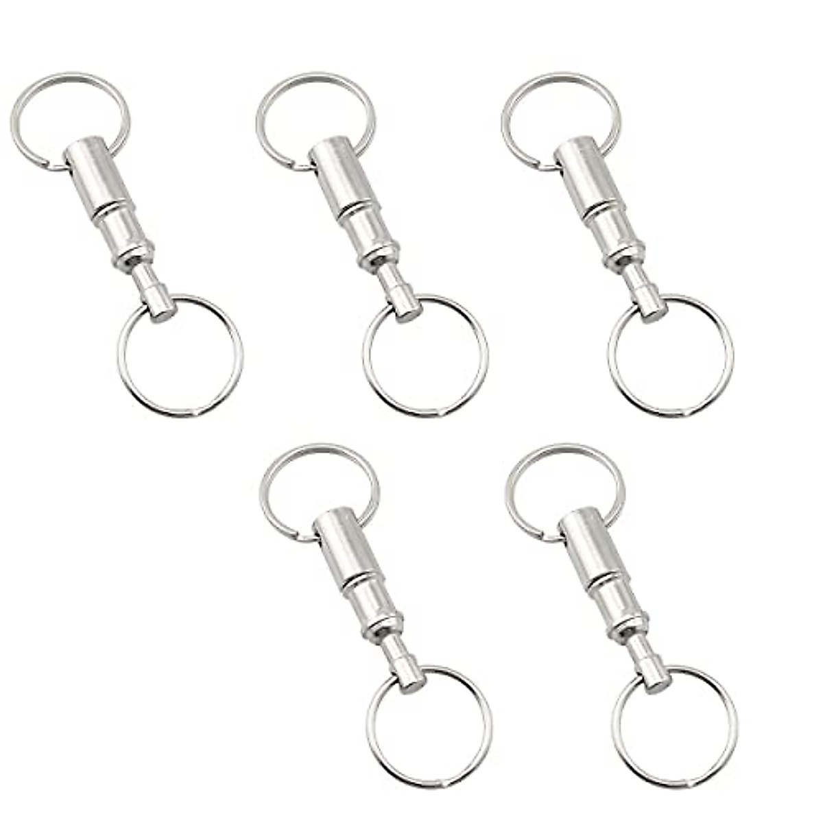 TAODAN 5-Pack Heavy Duty Dual Key Ring Quick Release Detachable Pull-Apart Key 2 Split Rings Keychains Lock Holder Key Accessory