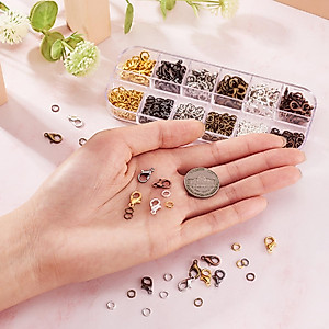 Pandahall 6 Colors Jewelry Finding Kits with 5mm Open Jump Rings & 12x6mm Lobster Claw Clasp for DIY Bracelet Necklace Jewelry Making