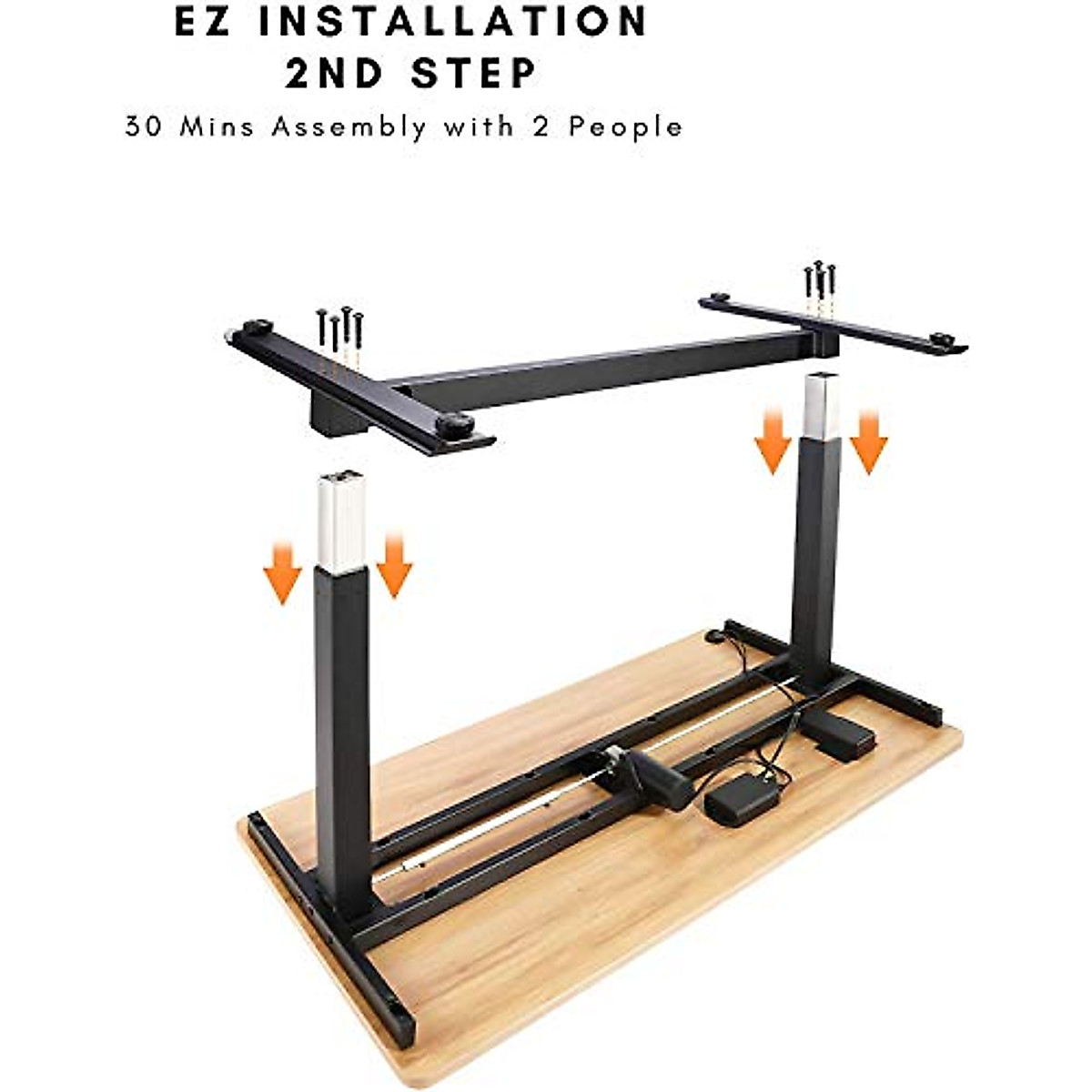 CAXXA Sit Stand Adjustable Height Desk Electric for Home Office (Urban Teak Tabletop, 48" x 24")