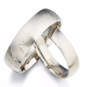 Gemini Personalized Silver Matt His and Her Matte Matching Titanium Wedding Rings Set Valentine Day Gift