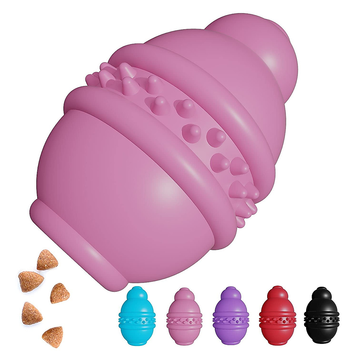 Dog Toy Interactive Tumbler Toy Ball Pet Treat Leaking Toy with Dual Rolling Balls & Teasing Wand for Training of Medium and Large Dogs Interactive Games, get rid of Boredom, Clean Dog Teeth (Pink)