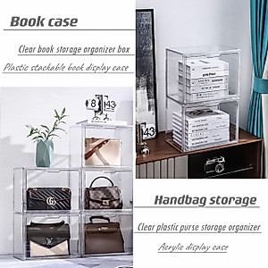 Clear Acrylic Display Case, Stackable Plastic Storage Bins with Magnetic Attraction Lid, Showcase for Cosmetic, Large Figures Collectibles, X-Large