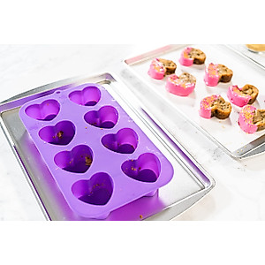 Bakerpan Silicone Heart Mold for Baking, Mini Cake Heart Pan, Valentine's Day Silicone Mold, Heart Muffin Baking Tray, 2 1/4 Inch Hearts, Heart Silicone Mold - 8 Cavities