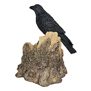 Ebros Gift Macabre Potion Raven Crow Perching On Tree Stump Wine Bottle Holder Figurine Mystical Halloween Kitchen Home Decor Statue Gothic Ravens Crows Edgar Poe Quoth The Raven Nevermore