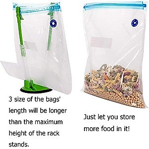 KTDADA Baggy Rack Food Storage Bags Clip Bag Holder Stand plastic Freezer Bag 4 Colors Holder and 5 bags of different sizes