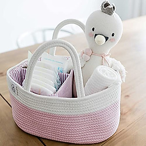 OrganiHaus Pink Diaper Caddy Organizer, Nursery Baskets, Baby Baskets for Storage, Baby Diaper Caddy Organizer for Changing Table, Car Diaper Caddy for Baby Girl and Boy, Baby Shower Basket
