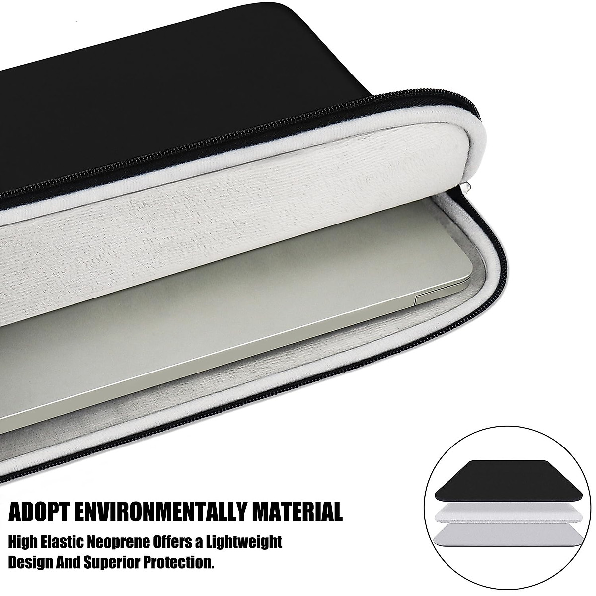 Laptop Sleeve Bag 15.6 Inch, Durable Slim Briefcase Handle Bag & with Two Extra Pockets,Notebook Computer Protective Case for 15 15.6 inch HP, Dell, Acer, Asus, Chromebook, Ultrabook, Black