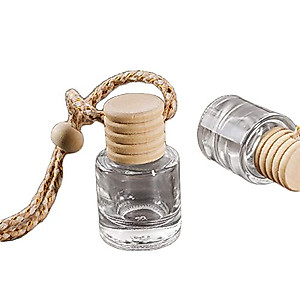 ConStore 10pcs Car Hanging Glass Bottle Empty Pendant Perfume Aromatherapy Bottle Refillable Hanging Diffuser Bottle Air Fresher Ornament Vials