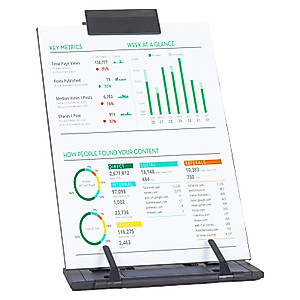 Black Metal Desktop Document Book Holder with 7 Adjustable Positions (Black)