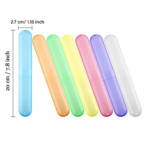 Boao 20 Pieces Travel Toothbrush Case Holder, Portable Toothbrush Storage, Classroom Pencil Case for Kids, 7 Assort Color Toothpaste Cover Protector for Travel Use
