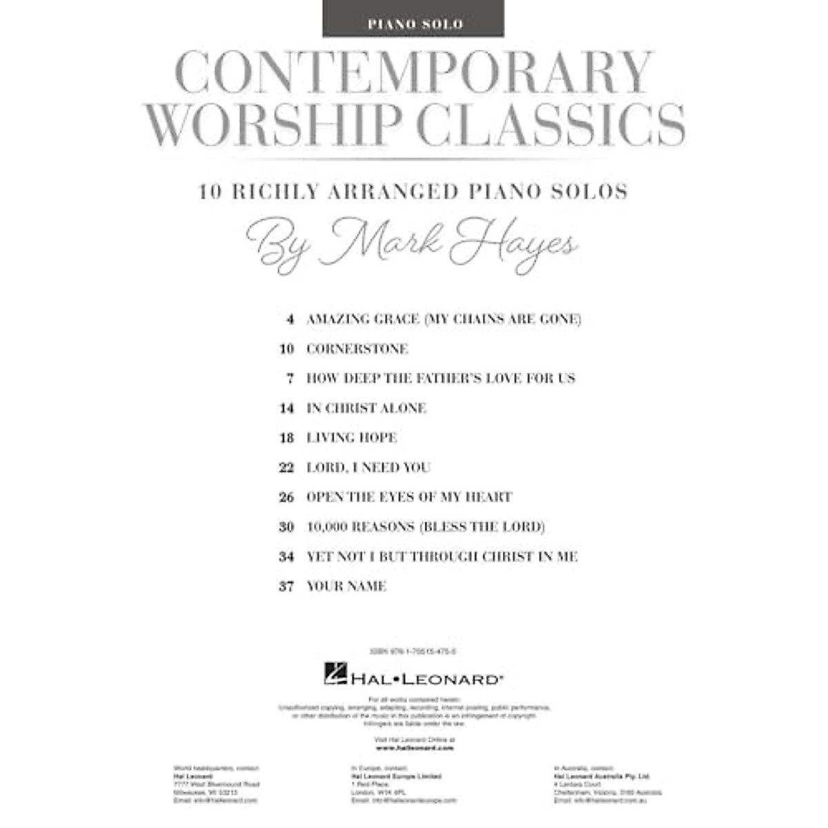 Contemporary Worship Classics: 10 Richly-Arranged Piano Solos by Mark Hayes