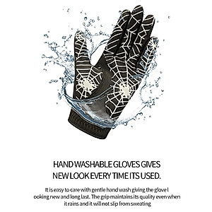 GOuft Spiderweb-Design Golf Glove Black Edition (for Men & Women) - Durable Suede: All Weather Golf Glove, Good Grip, Feel Soft/Comfort, and Long Lasting: Washable Glove (Gold/Black, 23, Left-Hand)