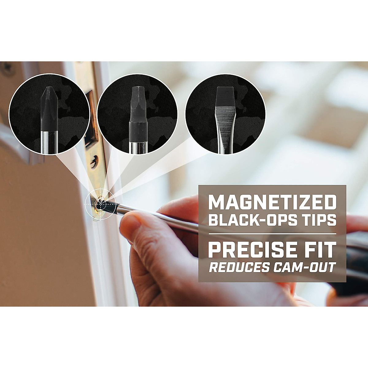 Spec Ops Tools 8-Piece Screwdriver Set, Phillips, Slotted, Square, Magentic Tip, Cr-Mo Steel Shaft