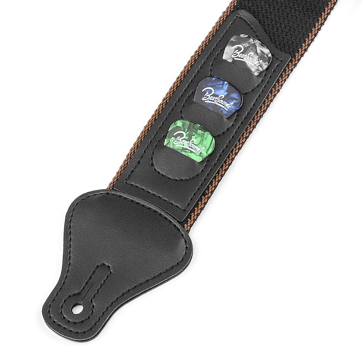 BestSounds Guitar Strap for Acoustic, Electric Bass Guitars with Pick Holders for Men Women and Kids
