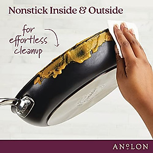 Anolon Smart Stack Hard Anodized Nonstick Frying Pan Set/ Skillet Set - 10 Inch and 12 Inch, Black