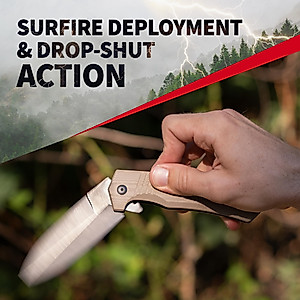 Off-Grid Knives - Stinger XL Folding Knife w. Spear Point Blade, Crucible 154CM Steel, G10 Scales, Deep Carry Clip (Coyote)