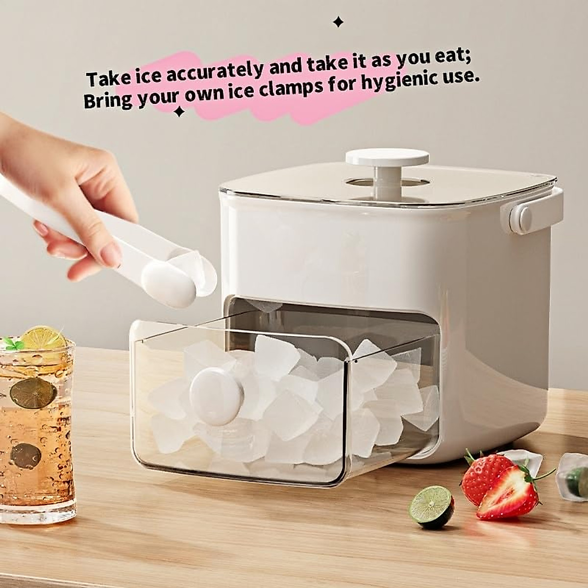 Portable Ice Maker, Countertop Ice Cube Machine with Clear Window, White