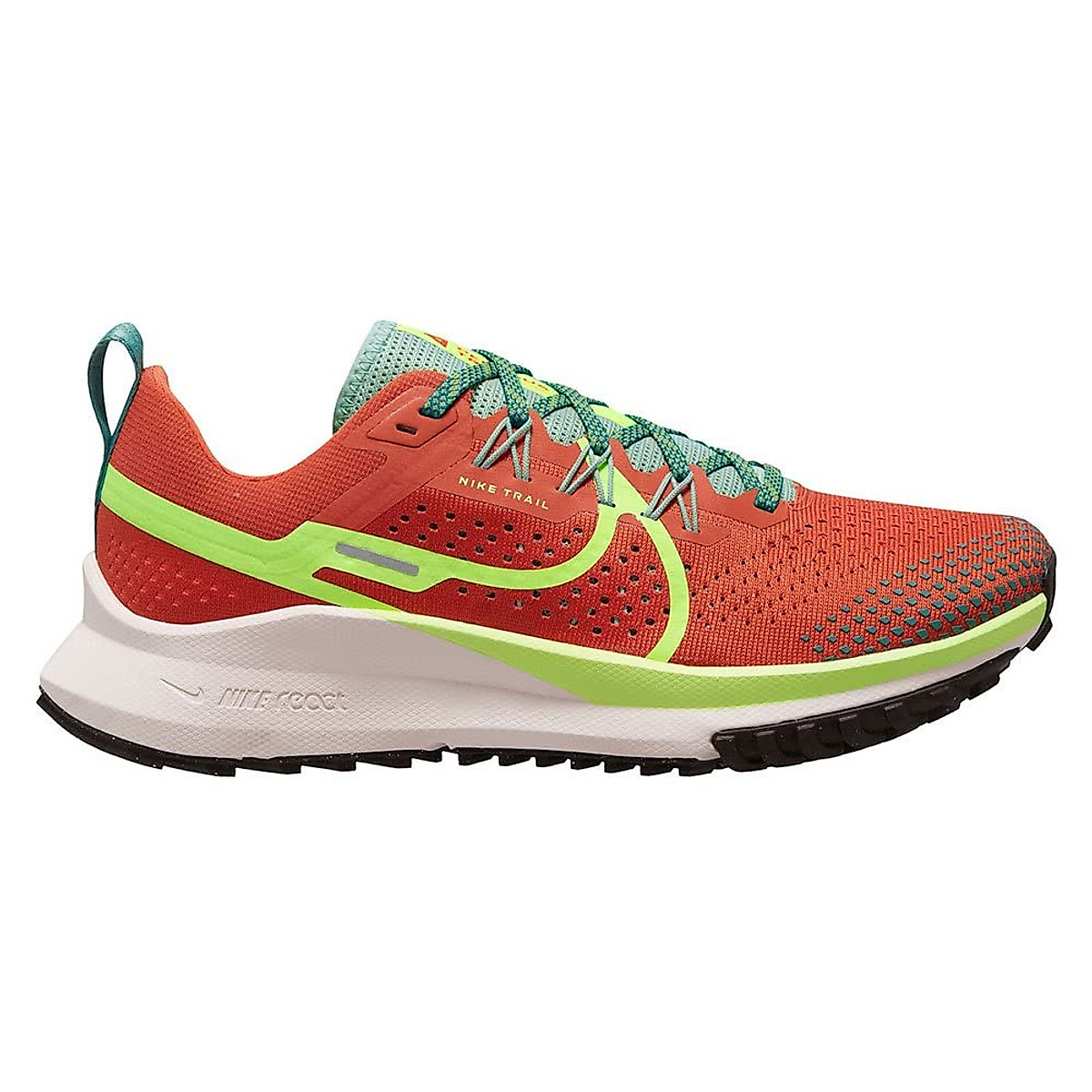 Nike Women's React Pegasus Trail 4 Running Shoes (Mantra Orange/Enamel Green/Bicoastal/Ghost Green, us_Footwear_Size_System, Adult, Women, Numeric, Medium, Numeric_7)