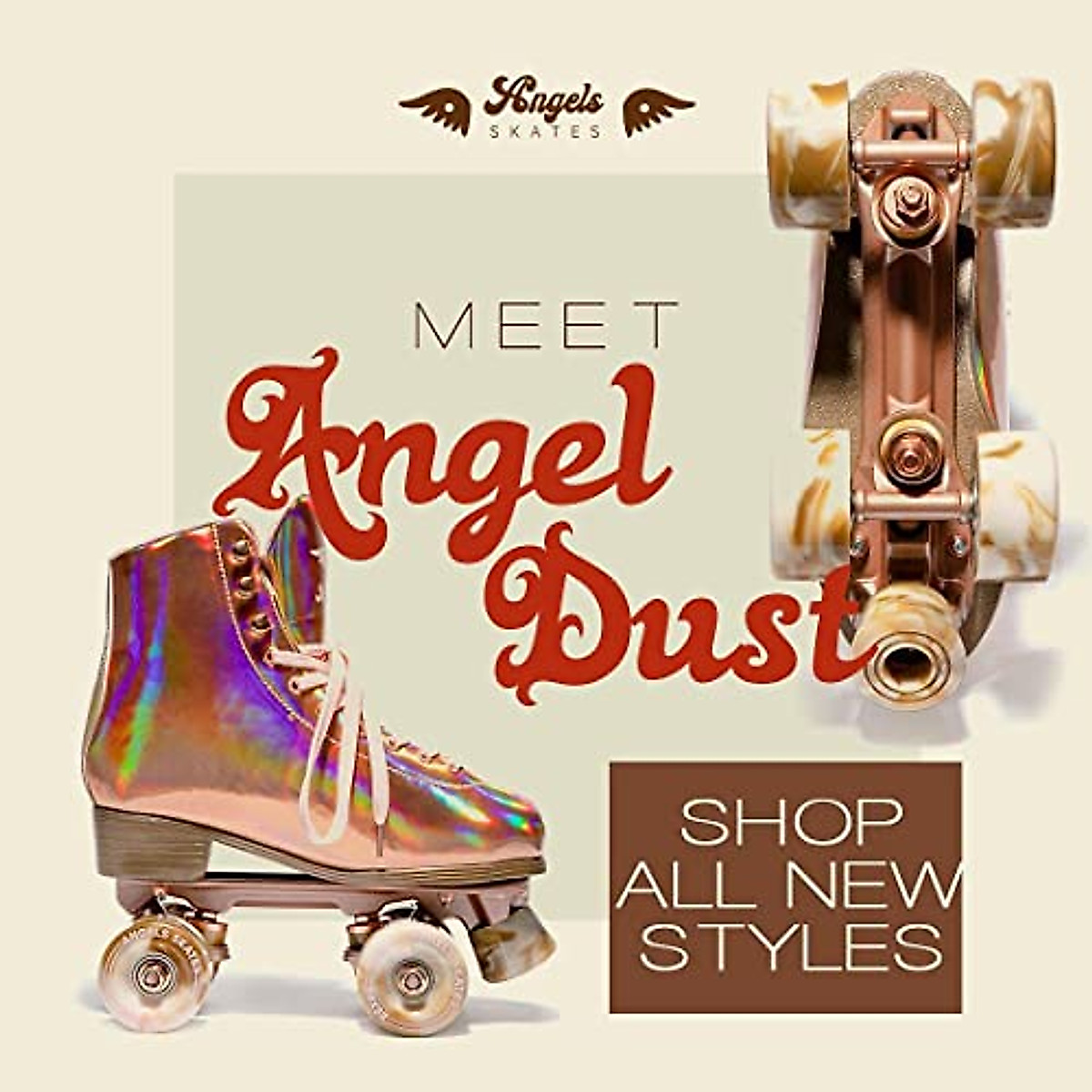 Angels Skates (Rose Gold, 1) - Kids & Women Roller Skates - Premium Quality PU Leather Quad Roller Skates - Adjustable High- top Perfect Indoor Outdoor Angel Dust Girls Retro Roller Skates - 1-13 Size