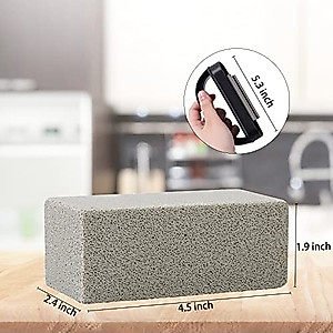 MOWOT Blackstone Griddle Cleaning Brick Block Heavy Duty Grill Cleaning Stone Bricks Non Scratch Flat Top Seasoning Stone Griddle Scrubber Cleaner Remove Greases Stains Residue -3 Pack with Handle