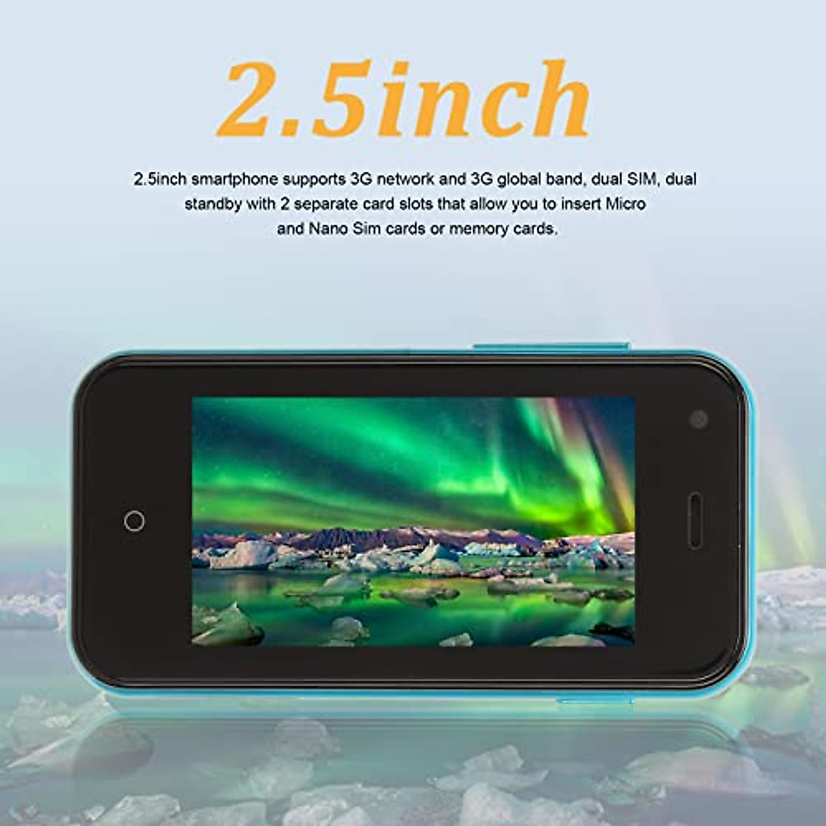 3G Smart Phone, 1GB RAM 8GB ROM Mini Cell Phone 700 MAh Battery Support 2.4G WiFi Multi Language Support Bluetooth for Daily (Blue)