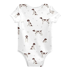 vvfelixl Baby Girls' Bodysuits German Shorthaired Pointer Short Sleeve Cotton Baby Clothes For Girls 0-3 Months Puppy