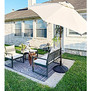 Abba Patio 50lb Patio Umbrella Base Water Filled 23" Round Recyclable Plastic Outdoor Market Umbrella Stand Base for Deck, Lawn, Garden, Black