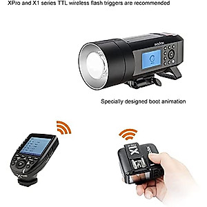 Godox AD400Pro All-in-One Outdoor Flash Strobe, 400W 2.4G TTL Portable Speedlite with Rechargeable Battery and Bowens Mount and Godox Mount