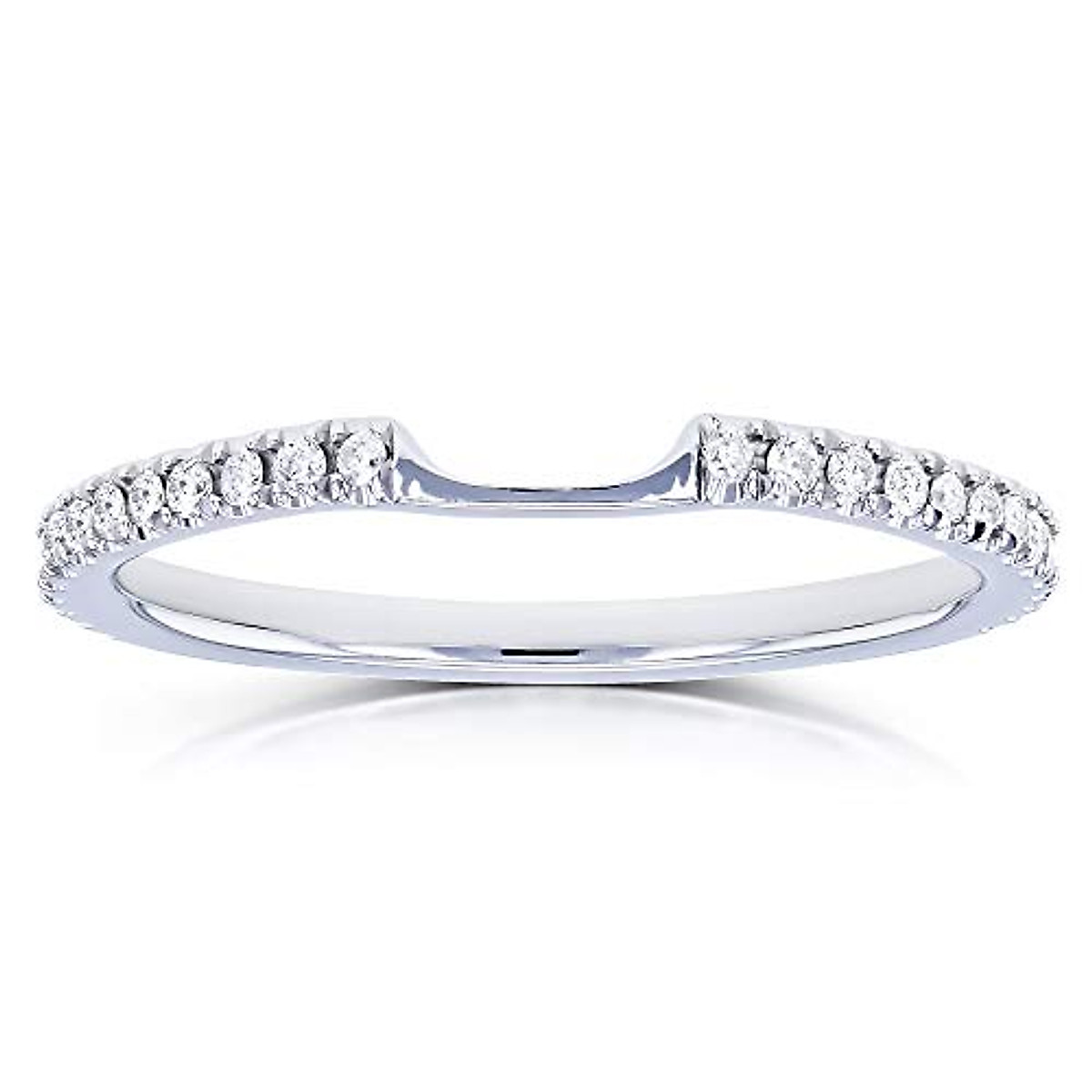 Kobelli Notched Diamond Wedding Band 1/8 Carats (ctw) in 14k White Gold, Size 7, White Gold
