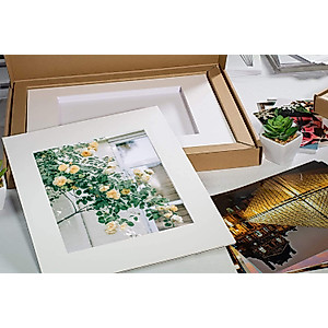 Mat Board Center, Pack of 10, 18x24 for 13x19 White Photo Picture Mats - Acid Free, 4-ply Thickness, White Core - for Pictures, Photos, Framing
