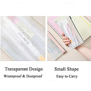 Pencil Case Set, Clear Pencil Pouches, Zipper Pen Case Bag, Pencil Storage Pouch, Makeup Bag for Women, Portable Office Stationery Pouch for Students Adults,Creamy-White