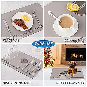 KuLuc Coffee Mat, Coffee Bar Mat, Dish Drying Mat for Kitchen Counter Decor Coffee Station Coffee Bar Accessories under Coffee Maker Coffee Station Organizer Coffee Espresso Accessories Light Gray
