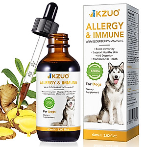 Bivinke Allergy Relief Drops for Dogs,Immune Support Supplement,Dog Supplement,Dietary Supplement,Dog Skin Issues with Elderberry & Vitamin C Vitamins - 2 Fl oz/60ml (1pcs)