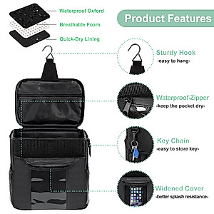 Portable Shower Caddy Dorm, Large Capacity Shower Caddy Tote Bag for College Dorm Room Essentials, Quick Dry Hanging Toiletry Bag for College Student Bathroom Camping Gym Travel Essentials (Black)