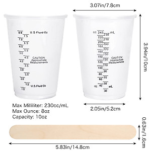 80pcs 8oz Disposable Epoxy Resin Mixing Cups, Clear Plastic Disposable Measuring Cups for Mixing Paint, Pigments, Epoxy Resins, Mixing Cups for Baking（80 Stirring Sticks Included）