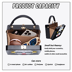 KUANG! Women Novelty Lady Face Shoulder Bags Funky Acrylic PU Leather Top Handle Satchel Handbags Box Clutch Purse for Women