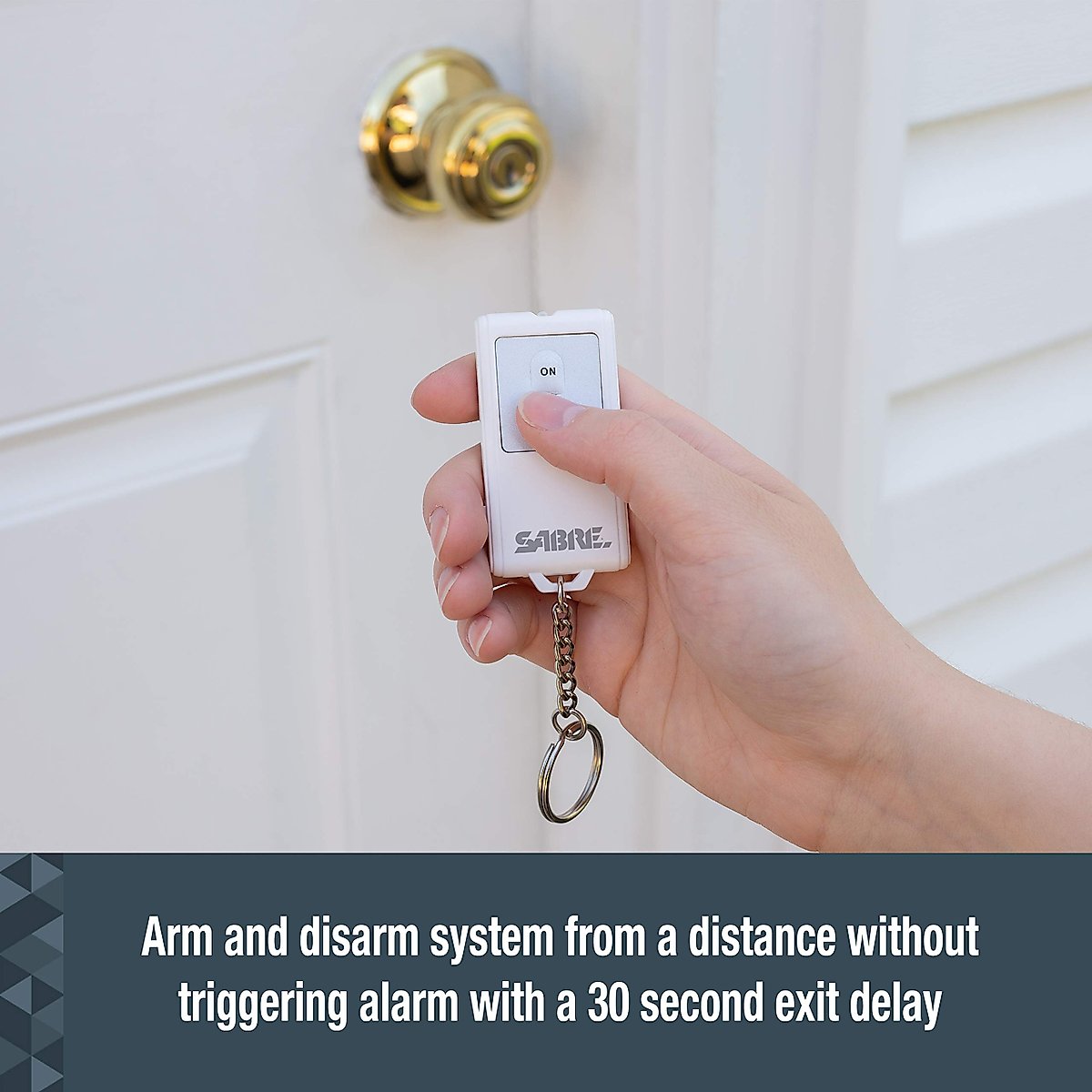 SABRE Home Security System with Remote, 125dB Alarm, Audible Up to 850 Feet (259 Meters), Wireless, Comes with 1 Motion Sensor Alarm, 2 Door or Window Alarms and 1 Remote Key Fob, Home and Away Modes