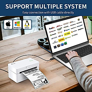 Shipping Label Printer, 180mm/s Thermal Label Printer, 4x6 USB Label Printer for Small Business Compatible with Amazon, Ebay, Shopify, Etsy, USPS, FedEx, Barcode Printer Support Windows/Mac/Linux