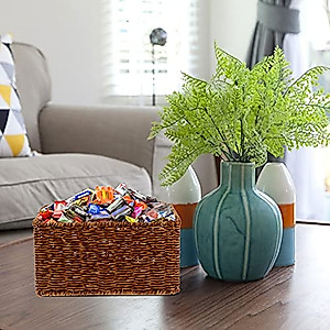 BESPORTBLE Wicker Basket Rectangular with Handles for Shelves Water Hyacinth Basket Storage Natural Baskets for Organizing Wicker Baskets for Storage