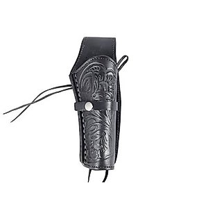 Hand-Tooled Leather Holster, 6, Black, Right Hand