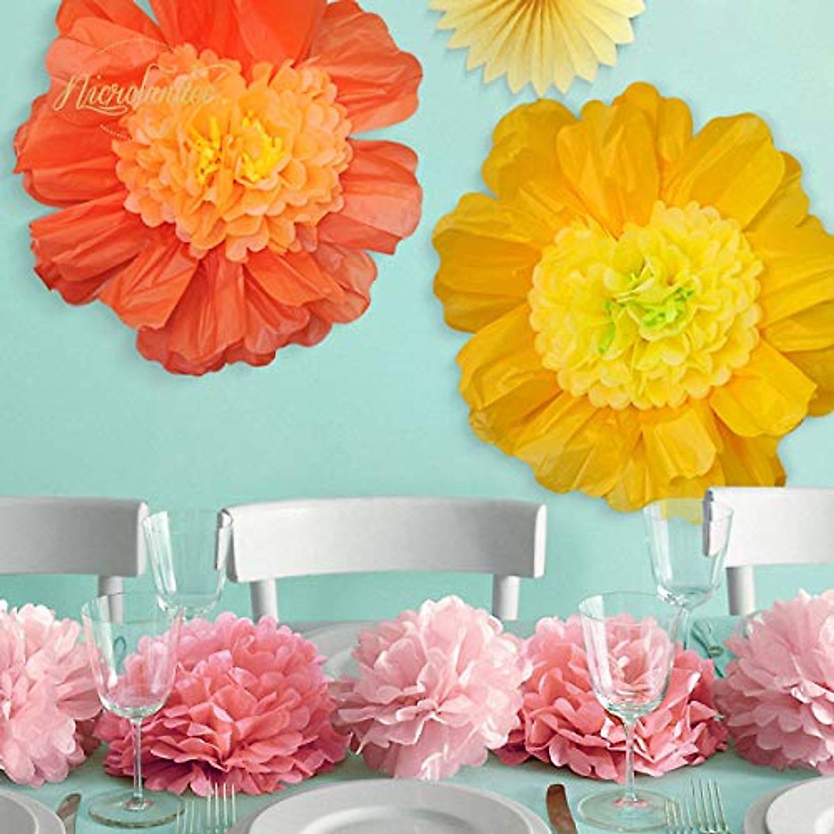 Nicrolandee 24'' 6 Pack/Set Large Tissue Paper Flowers Handcrafted Giant Paper Flowers for Wedding Backdrop Archway Decoration, Birthday, Mexican Fiesta Party, Outdoor Decorations