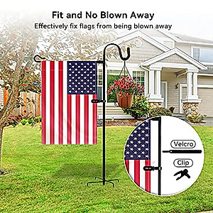 Jantens Garden Flag Holder Stand & Shepherds Hook, 36 Inch Garden Flag Pole with Anti-Wind Clip for Flag, Solar Lights, Wreath, and Decorations