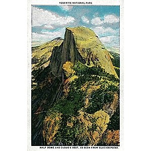 Half Dome and Cloud's Rest from Glacier Point (16x24 Giclee Gallery Art Print, Vivid Textured Wall Decor)