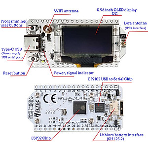 DIYmall 915MHz ESP32 LoRa V3 Development Board SX1262 0.96 Inch OLED Display WiFi+BLE Lora Kit with LoRa Antenna for Arduino IOT Smart Home (2Sets)