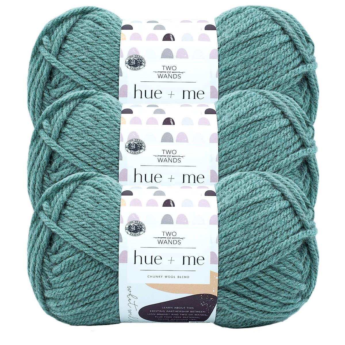 (3 Pack) Lion Brand Yarn Hue & Me Bulky Yarn, Agave