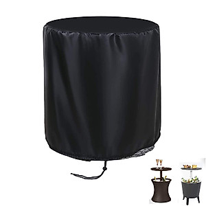 POMER Patio Cooler Bar Table Cover for Keter 7.5-Gal Cool Bar Table, Outdoor Round Side End Table Cover Waterproof Beer Cooler Table Cover - 21" D X 23" H
